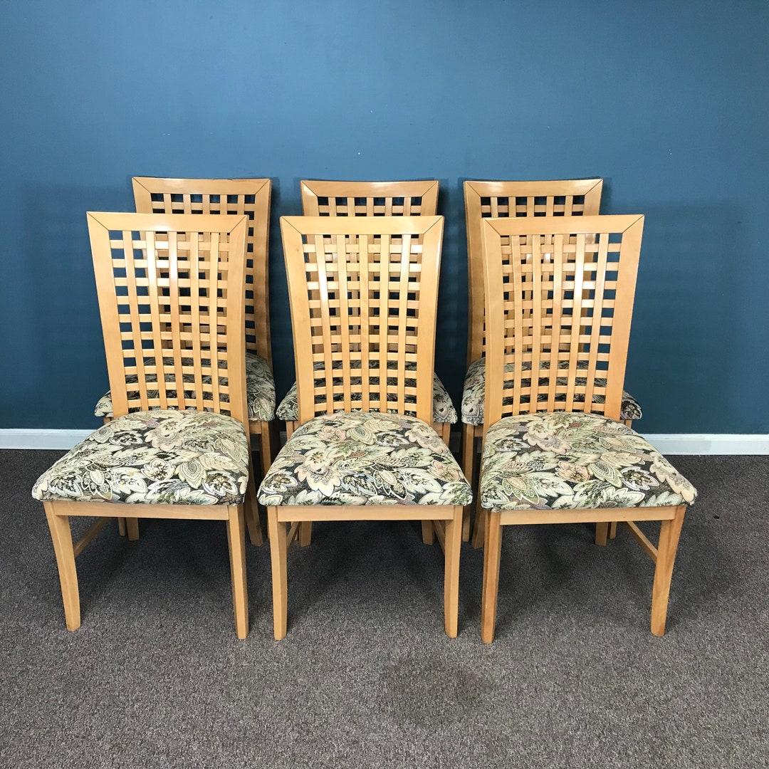 Set of 6 Maple Hardwood Lattice Back Dining Chairs - Etsy