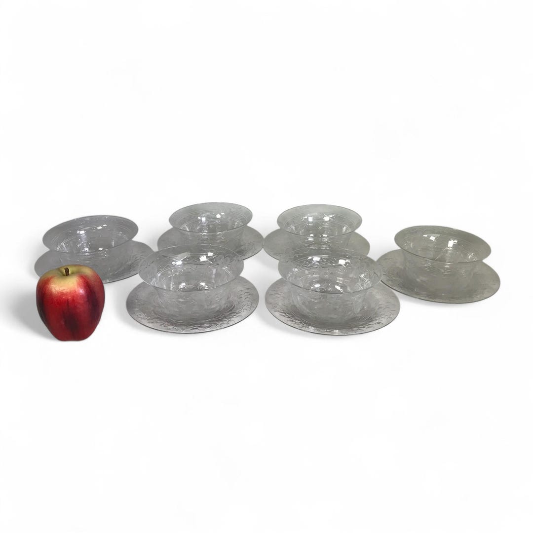 Rare Set of 6 19th C. Webb Corbett Cut Rock Crystal Bowl & Underplate ...