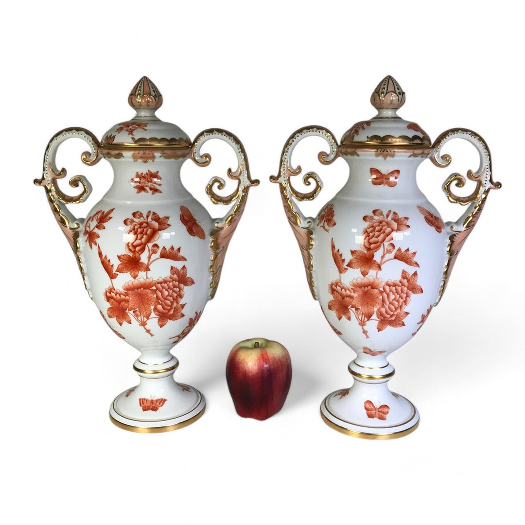 Pair of 14" Herend Fortuna Porcelain Urns - Etsy