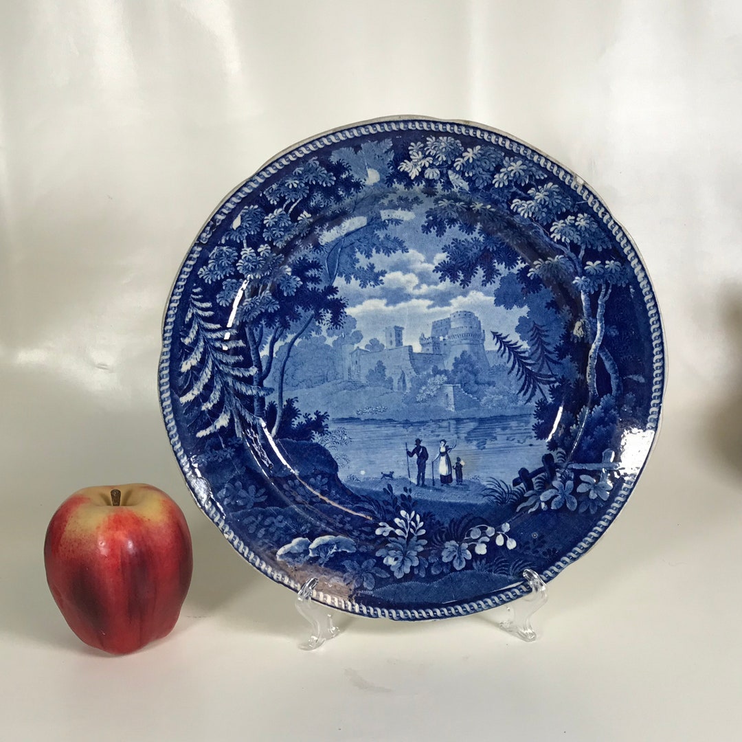 1820s Staffordshire Enoch Wood Blue Transferware Plate Italian Castle ...