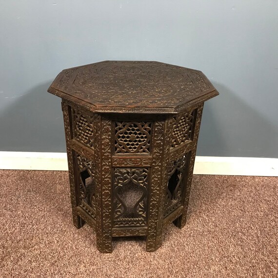 Well Carved Decorative Middle Eastern Side Table | Etsy