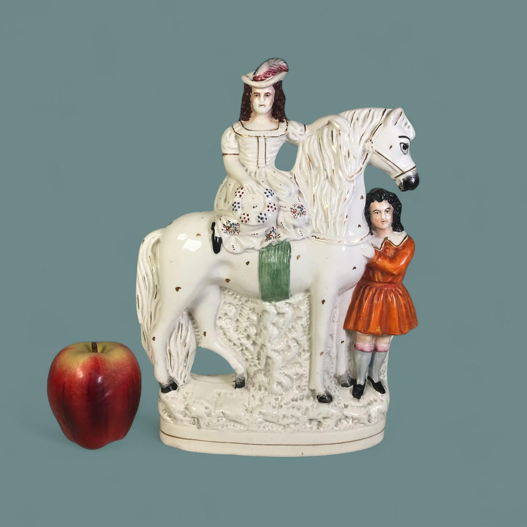 Large 19th C. Staffordshire Figurine Prince & Princess W/ Horse - Etsy