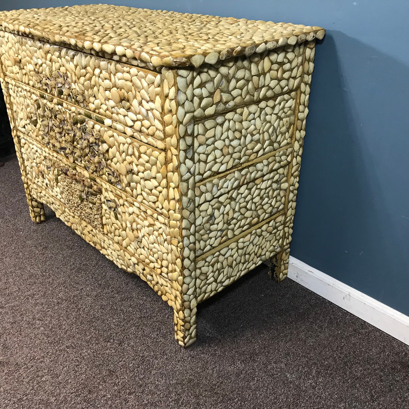 Antique 3 Drawer Nautical Themed Seashell Mosaic Decorated - Etsy