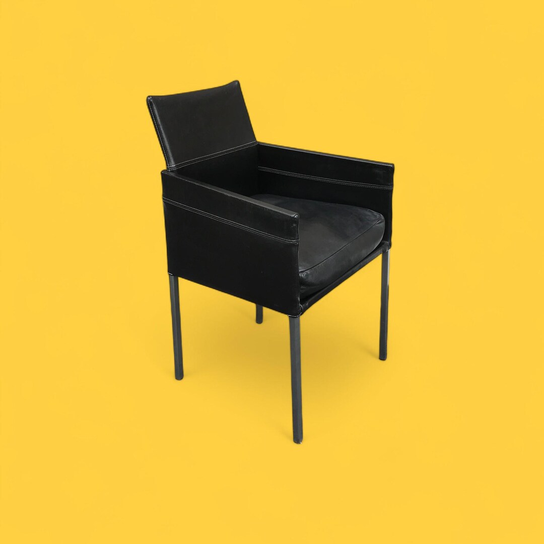 Karl Friedrich Forster Black Leather Accent Armchair - Etsy