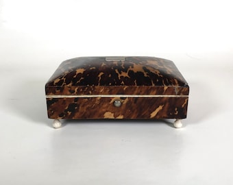 W0282 Antique Circa 1920 Tortoise Shell Color Lacquer Box / Chinese ...