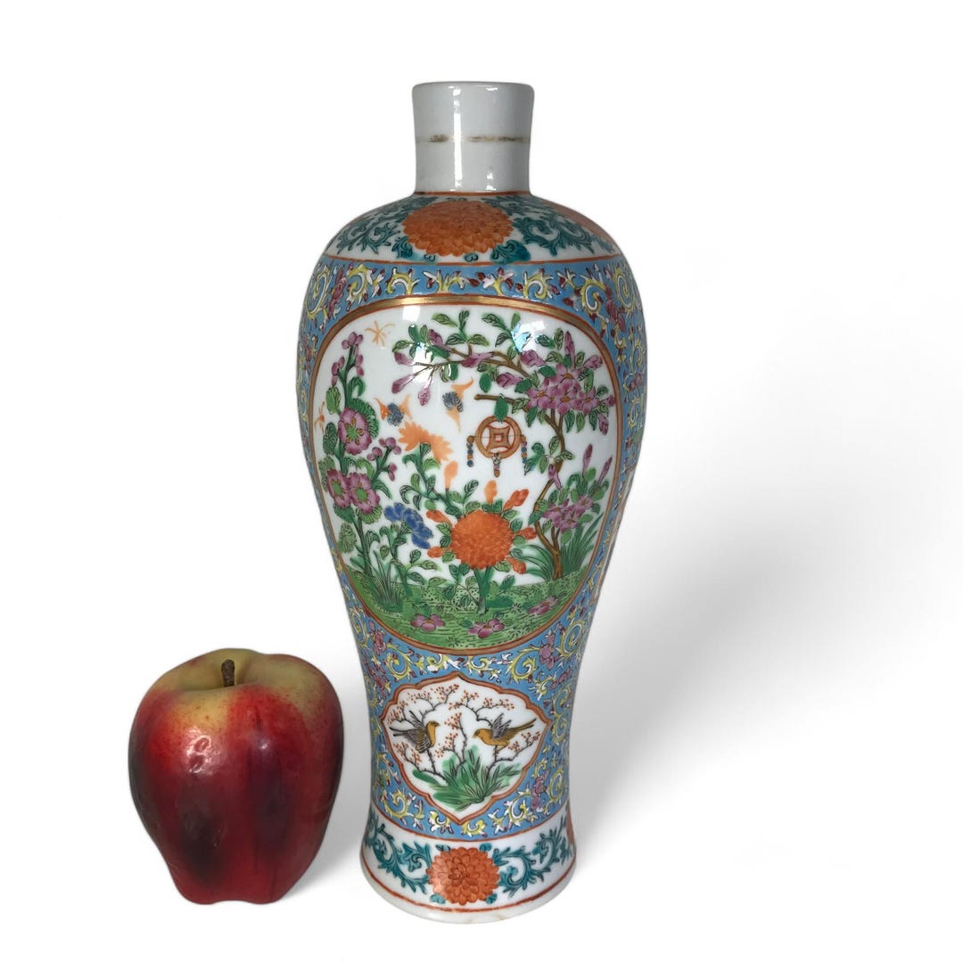 Chinese Rose Medallion Porcelain Vase - Etsy