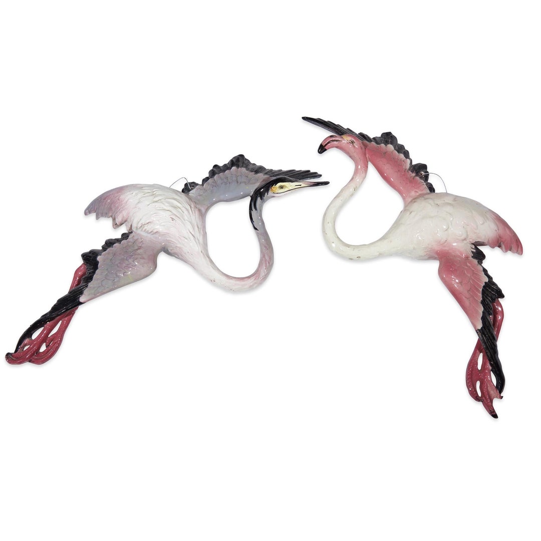 Scarce Delphin Massier Vallauris Majolica Wall Sculpture Flamingo ...