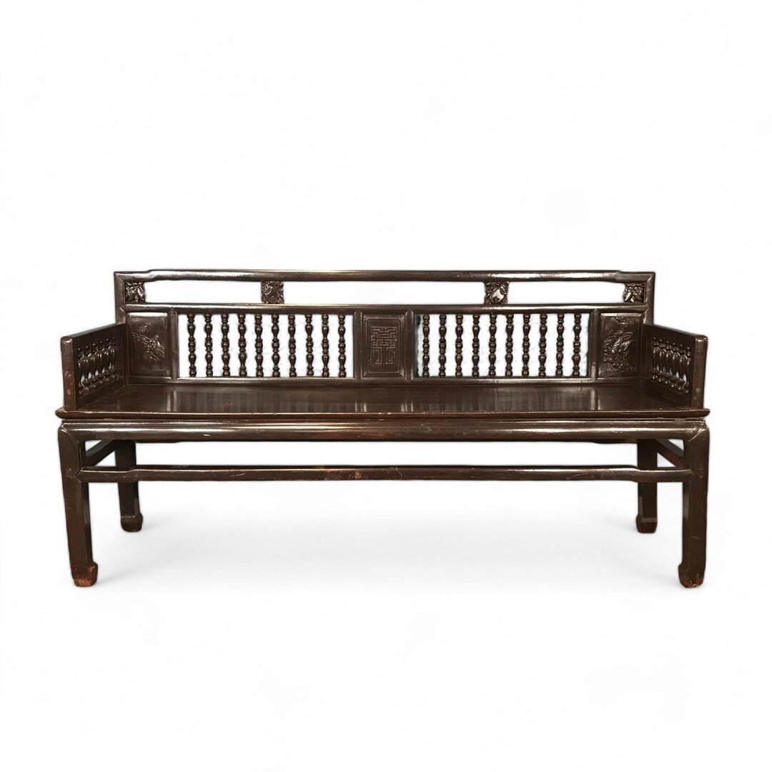 Antique Chinese Lacquered Bench - Etsy