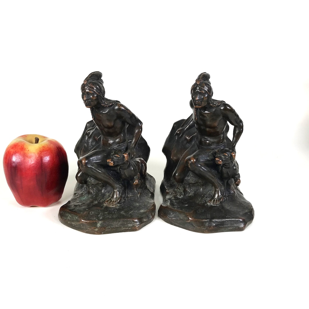 Jennings Brothers Native American With Pointer Dog Bronze Bookends - Etsy