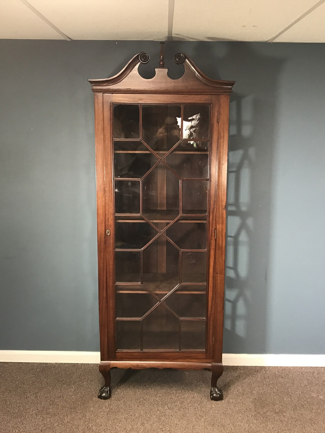 Antique Mahogany Chippendale Display Cabinet - Etsy
