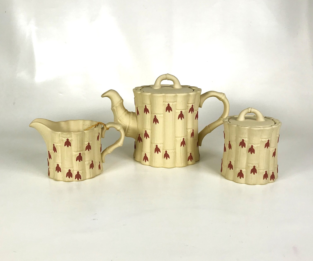 Wedgwood Primrose Terracotta Jasperware Bamboo Tea Set (teapot, Bowl ...
