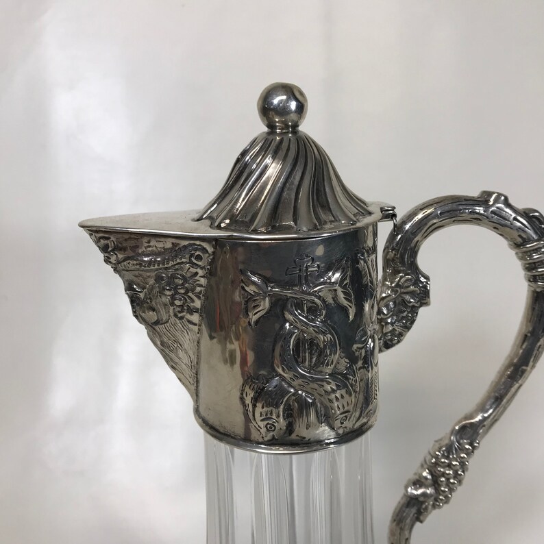 Fine Continental Crystal 950 Silver Mounted Ewer Water Pitcher - Etsy