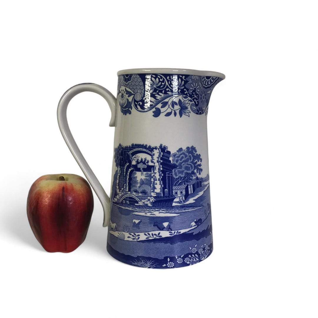 Vintage Spode Italian Pattern Blue Transferware Pitcher - Etsy