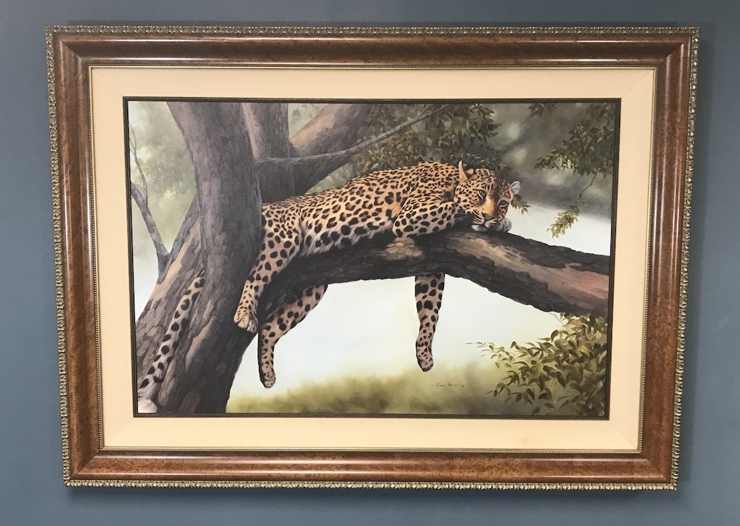 Jean Abrie Oil on Canvas (south African) Resting Leopard - Etsy