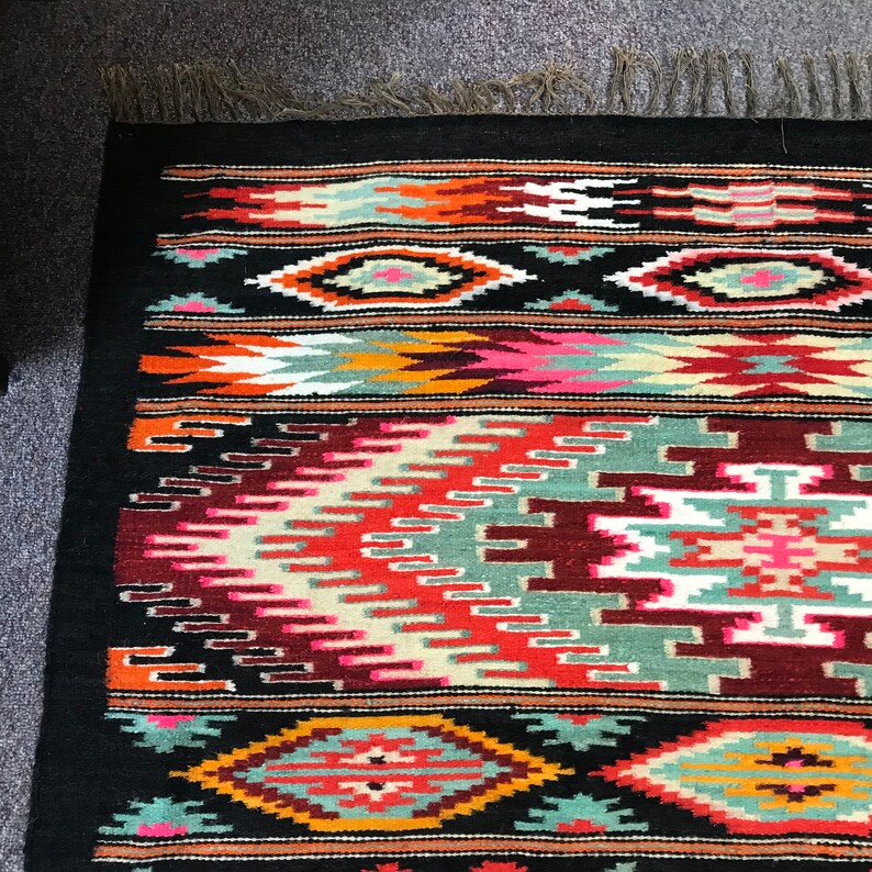 Vintage Ukrainian Flat Weave Kilim Colorful Geomatics Tribal - Etsy