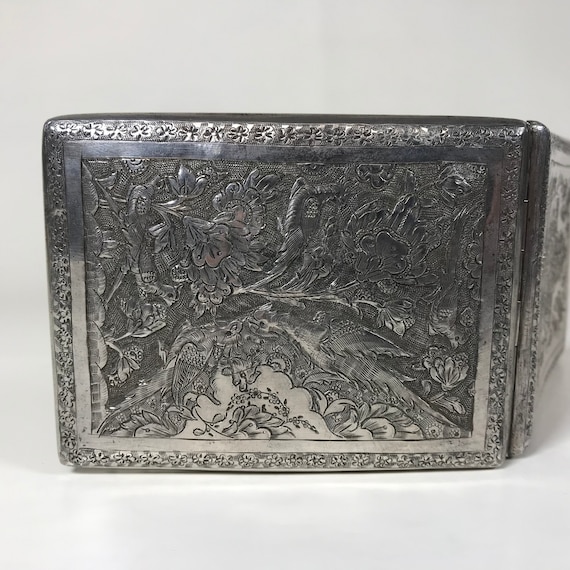 Antique Qajar Middle Eastern Cigarette Silver Case Bo… - Gem