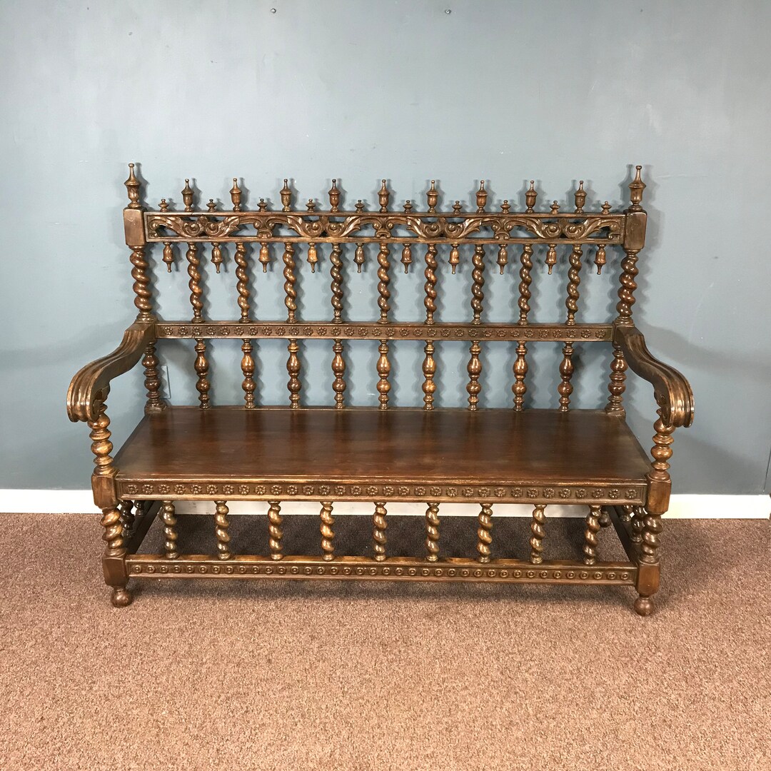 Antique Spanish Moorish Baroque Style Carved Barley-twist Bench - Etsy