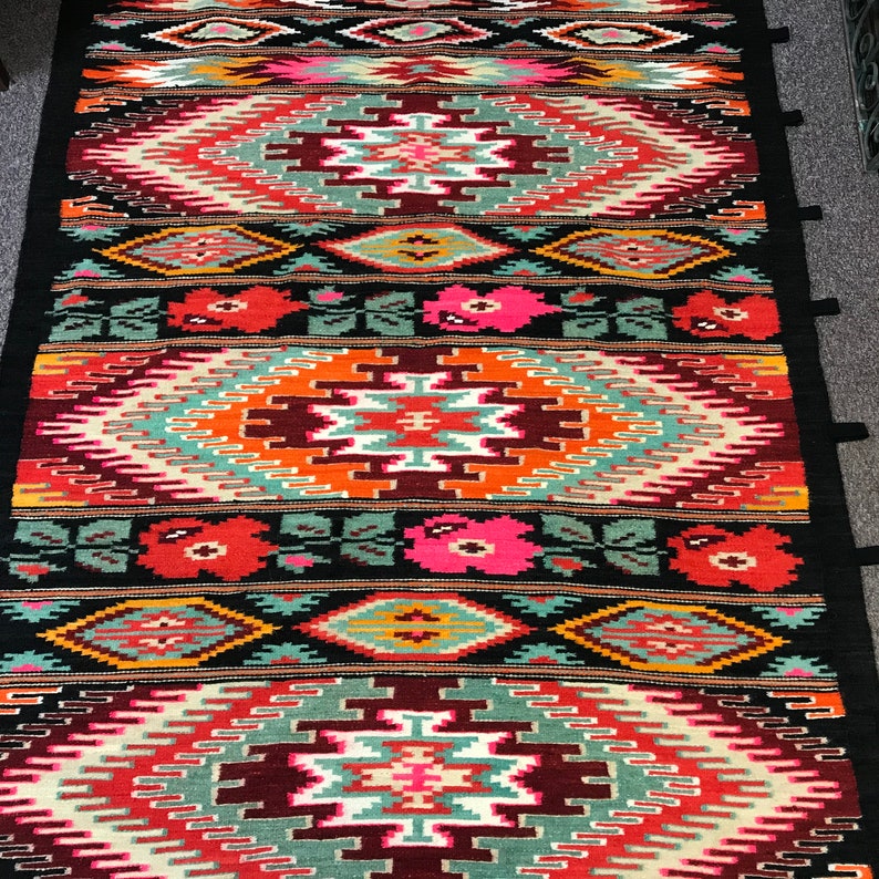 Vintage Ukrainian Flat Weave Kilim Colorful Geomatics Tribal - Etsy