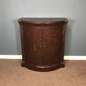 Ethan Allen Chinoiserie Red Lacquered Demi Lune Commode Cabinet - Etsy