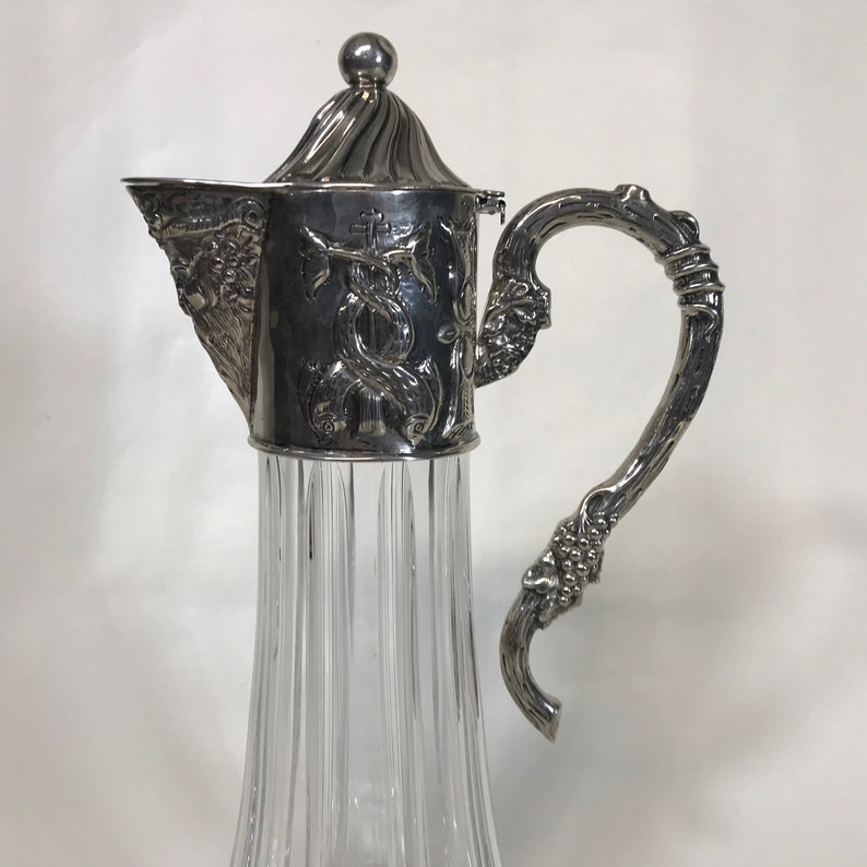 Fine Continental Crystal 950 Silver Mounted Ewer Water Pitcher - Etsy
