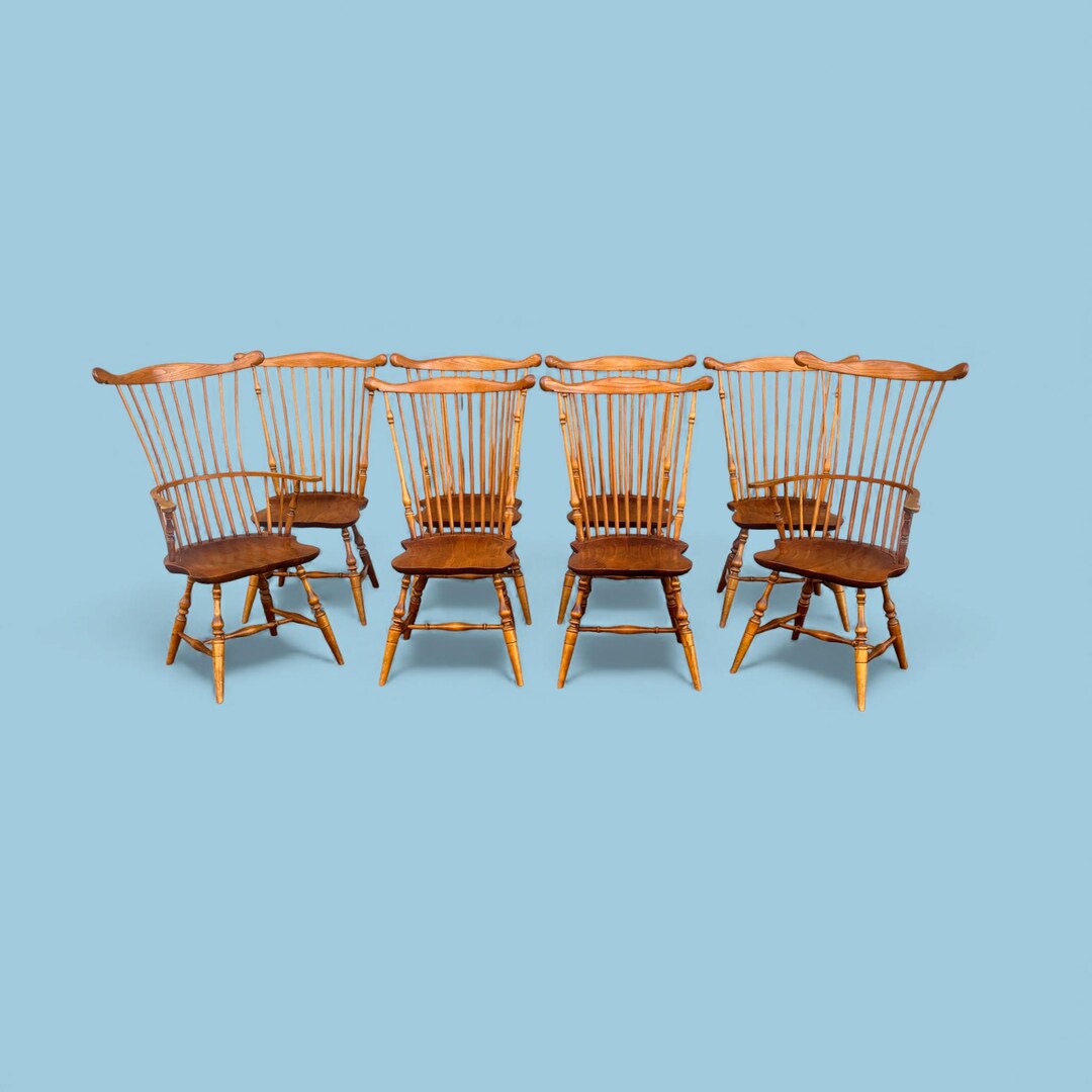 Set of 8 Windsor Workshop Fan Back Windsor Dining Chairs - Etsy