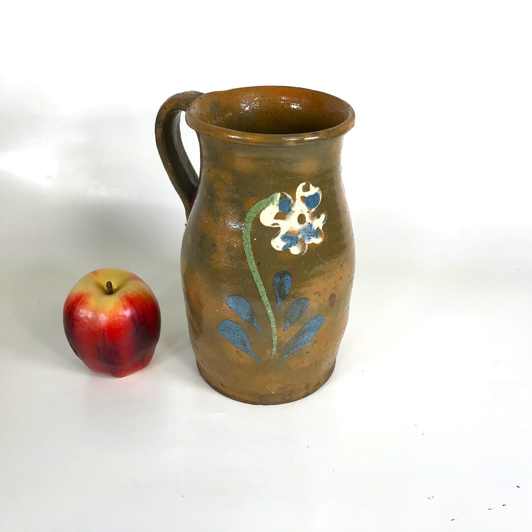 Circa 1860s French Country Redware Milk Pitcher W/ Flower Decoration - Etsy