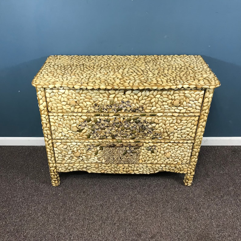 Antique 3 Drawer Nautical Themed Seashell Mosaic Decorated Dresser - Etsy