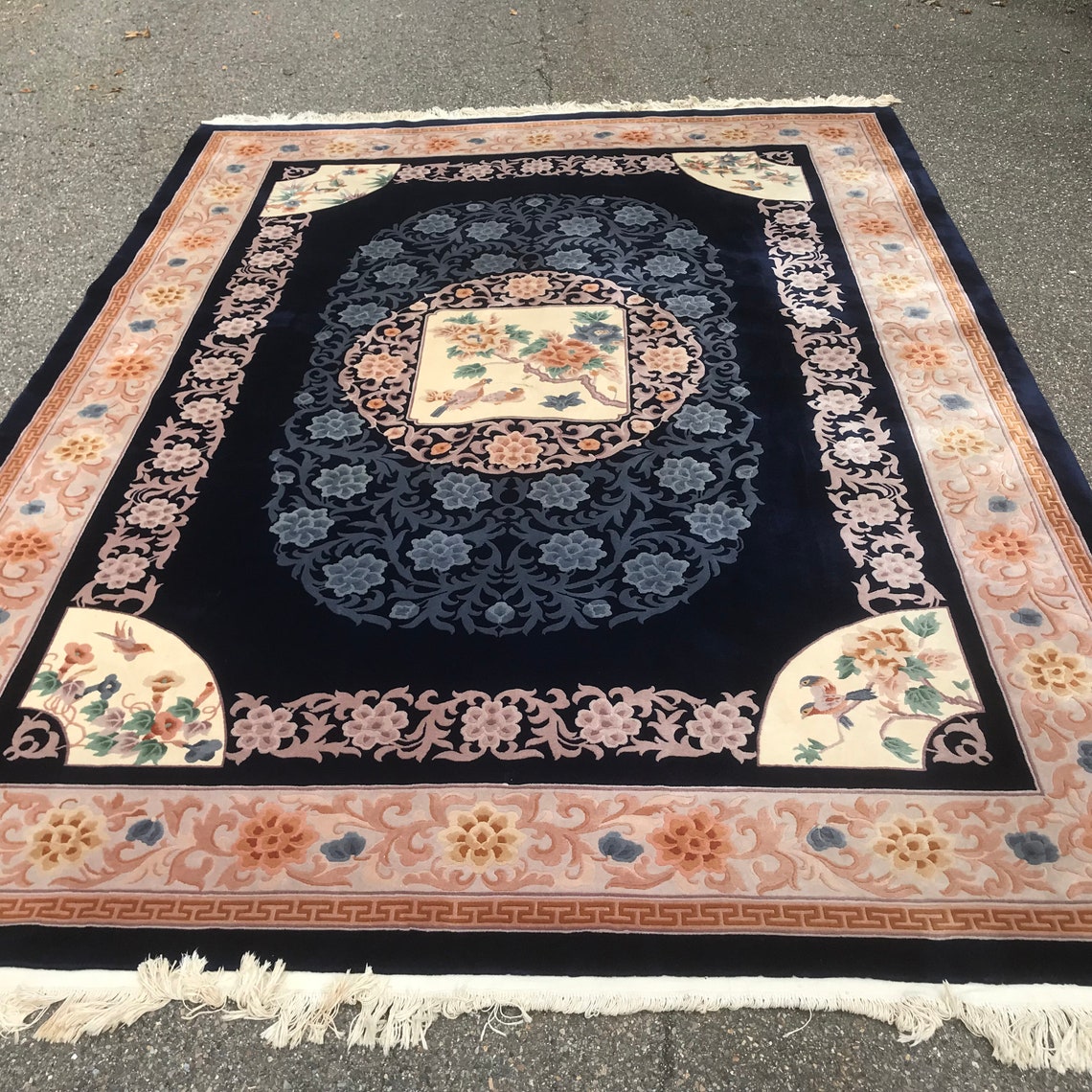Vintage Chinese Sculpted Blue & White Carpet Rug W/ Bird - Etsy