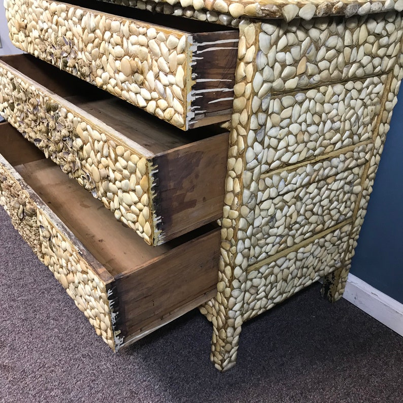 Antique 3 Drawer Nautical Themed Seashell Mosaic Decorated | Etsy