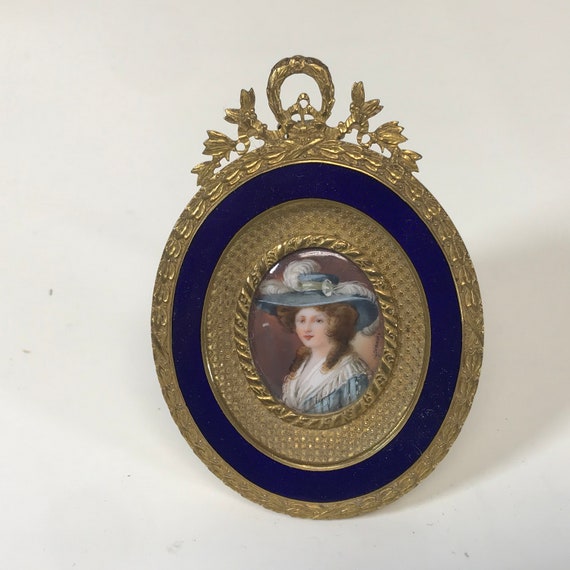 Antique French Miniature Portrait Painting of Lady in Enameled | Etsy