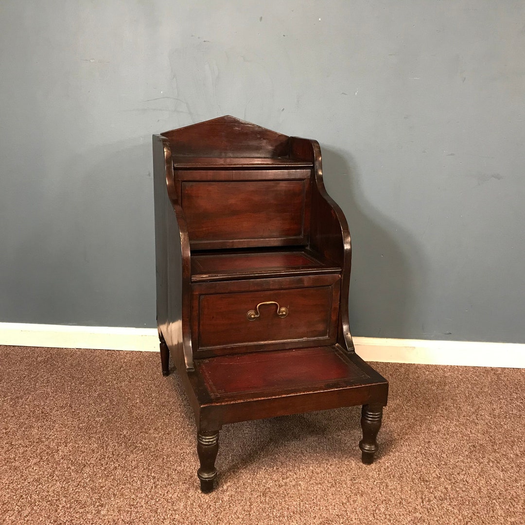 Ca. 1820s English Regency Mahogany & Leather Library Steps - Etsy