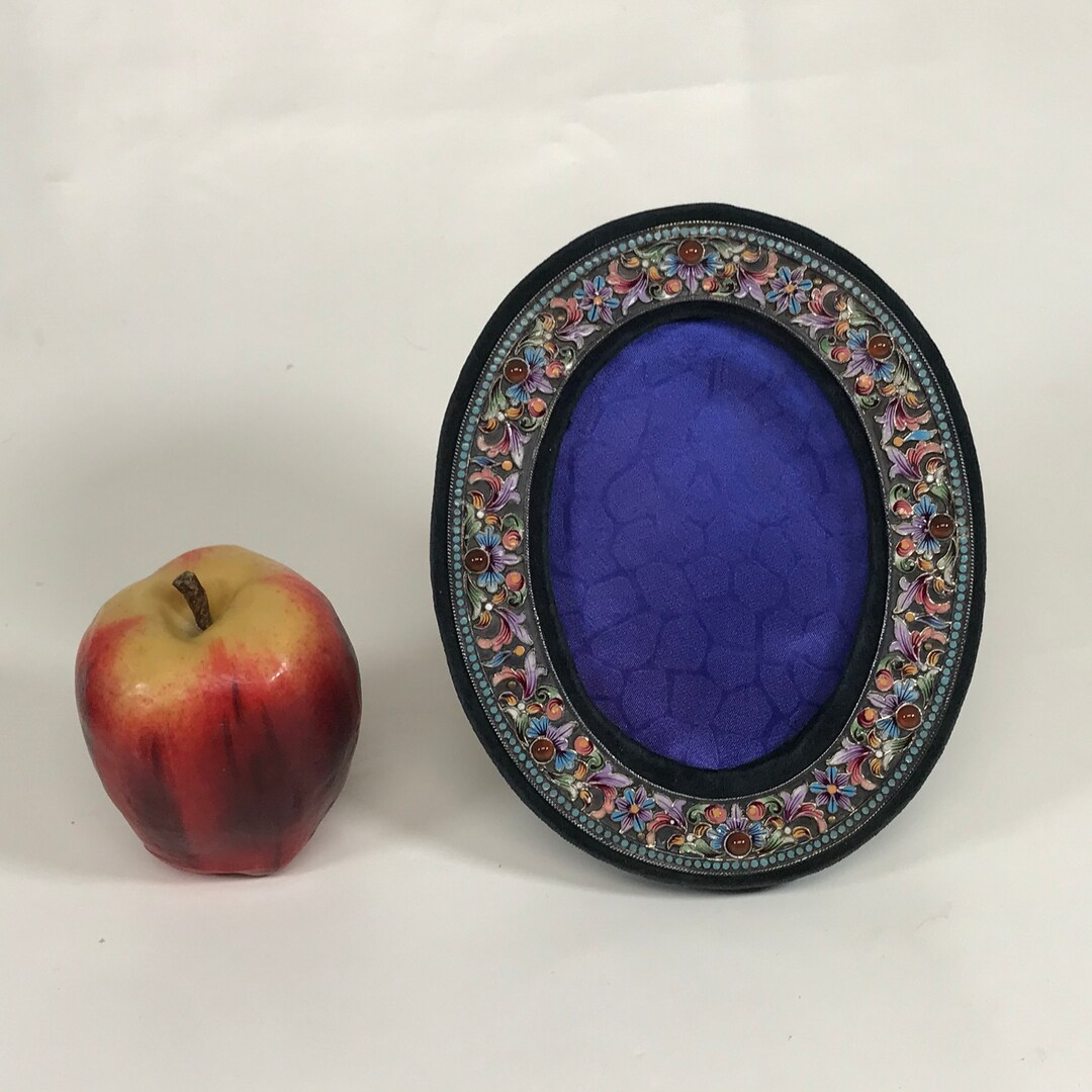 Antique Russian Enamel Silver Oval Picture Frame - Etsy