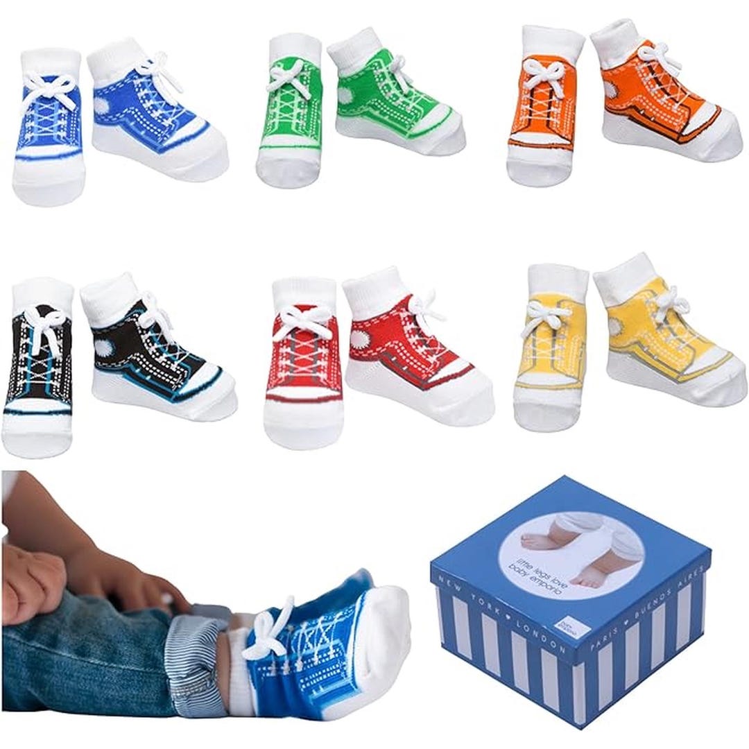 Baby Boy Socks With Sneaker Shoe Design- 0-12 Months - Anti-slip Soles ...