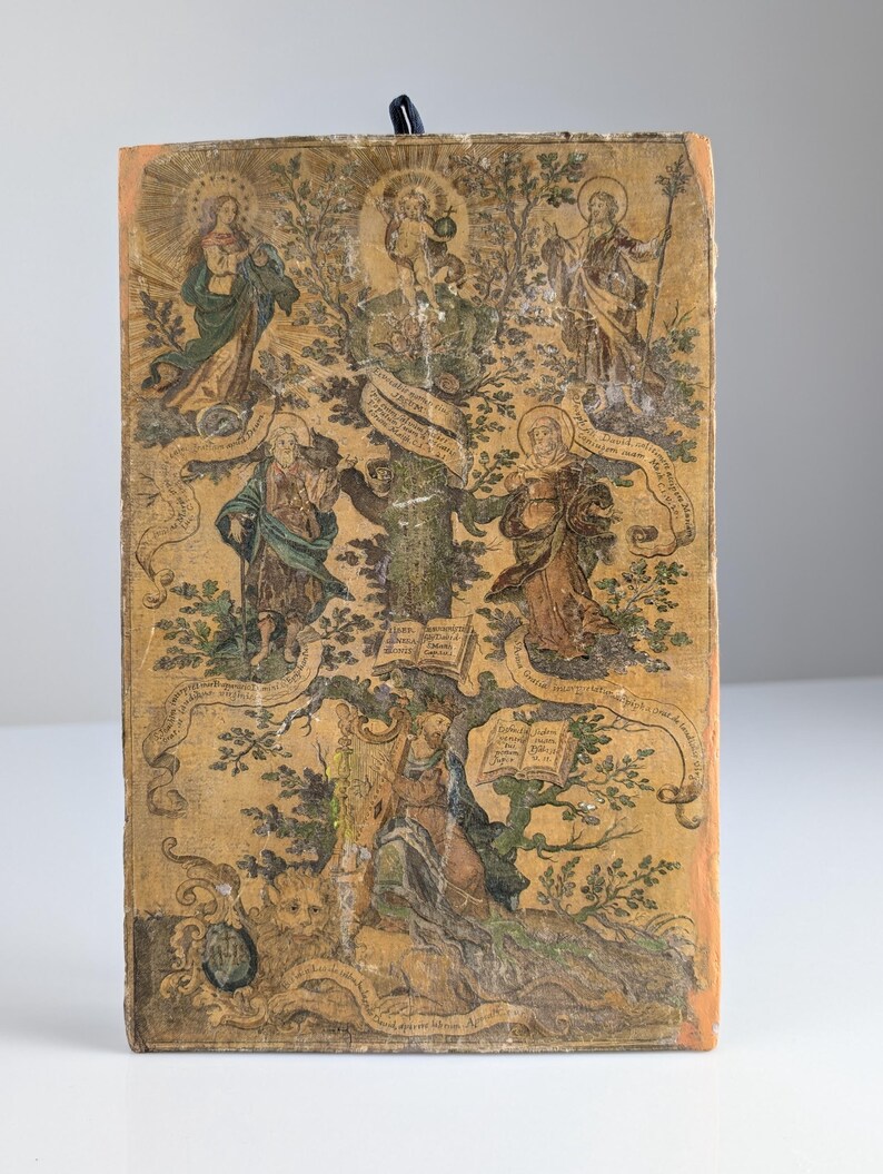 Religious Engraving of the Tree of Jesse on Tablet - Etsy
