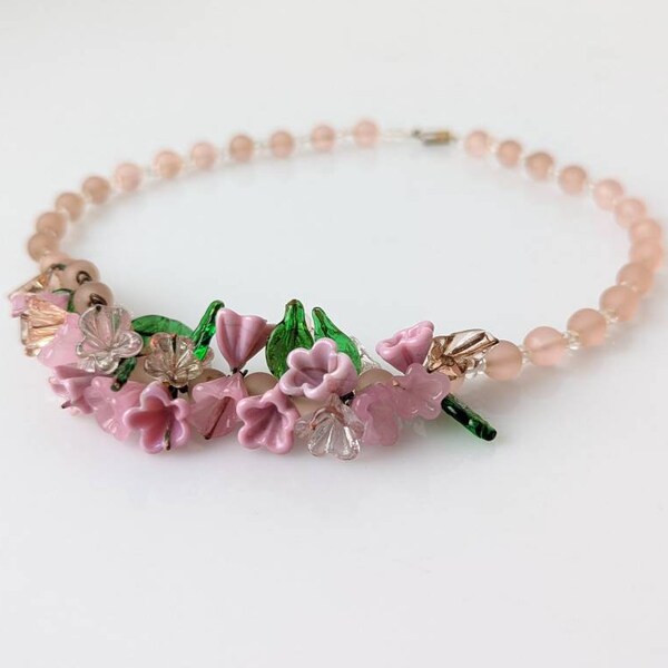 Murano Glass Necklace Vintage Flowers Etsy
