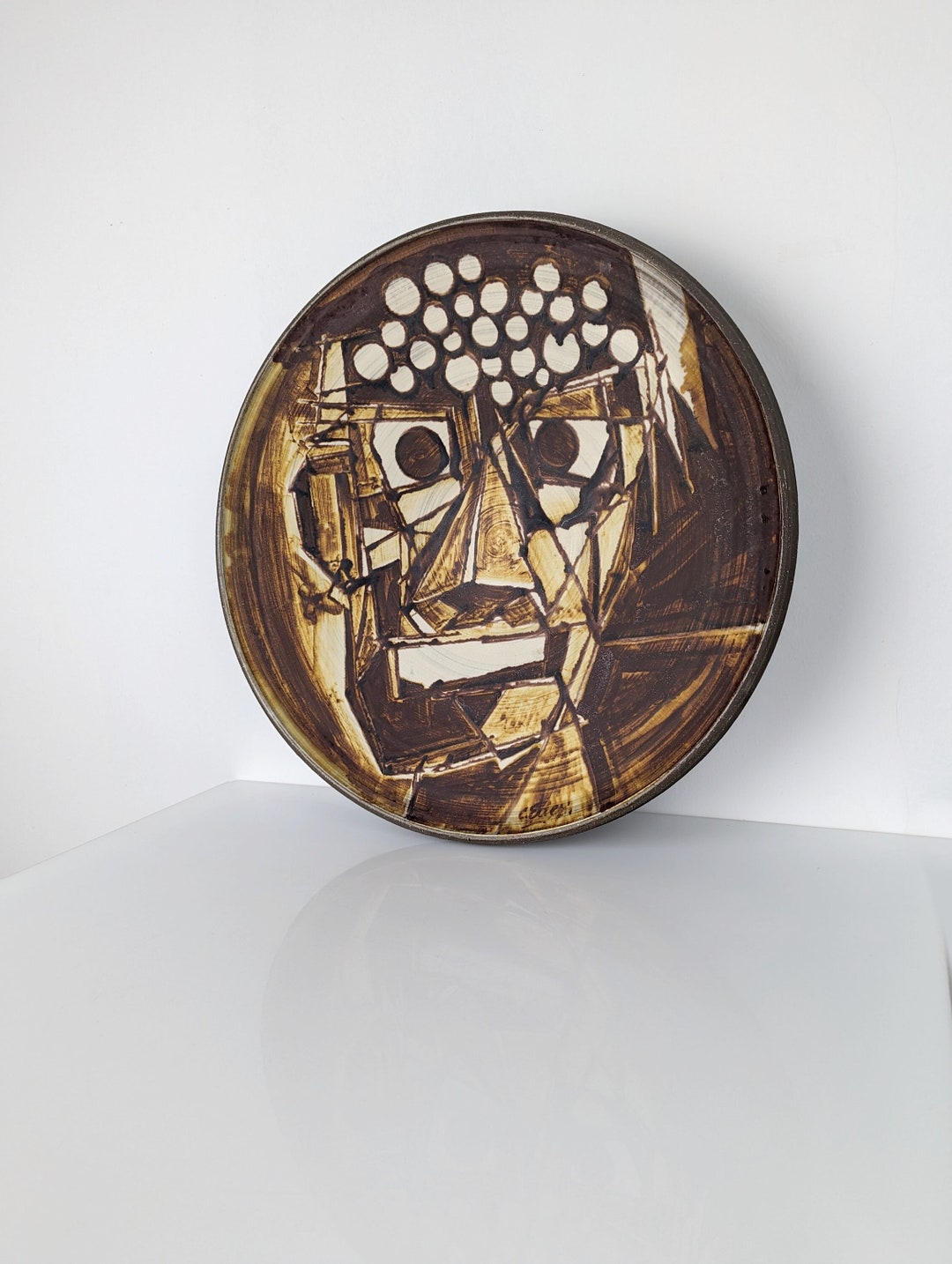 Large Hand Painted Cubist Plate, Signed to Document - Etsy