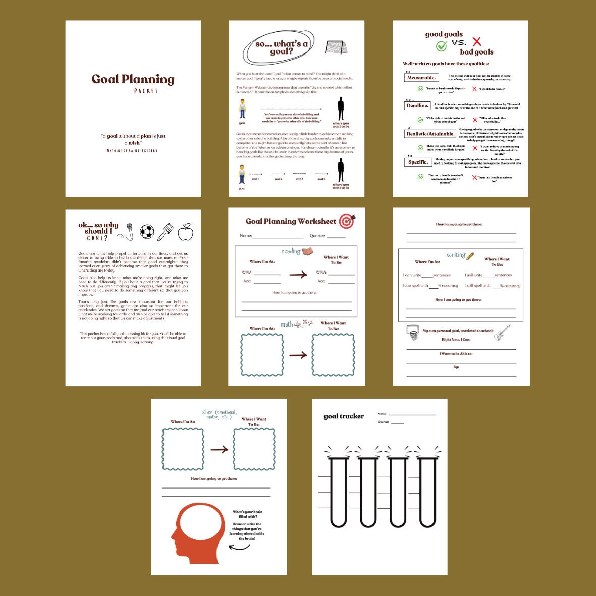 Goal Planning Lesson, Worksheets Visual Tracker Sped Special Education ...