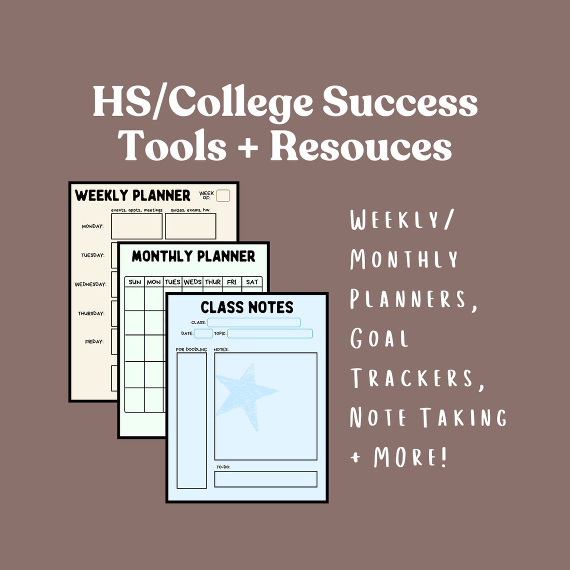 High School / College Student Success Organizational Tools + Resources ...