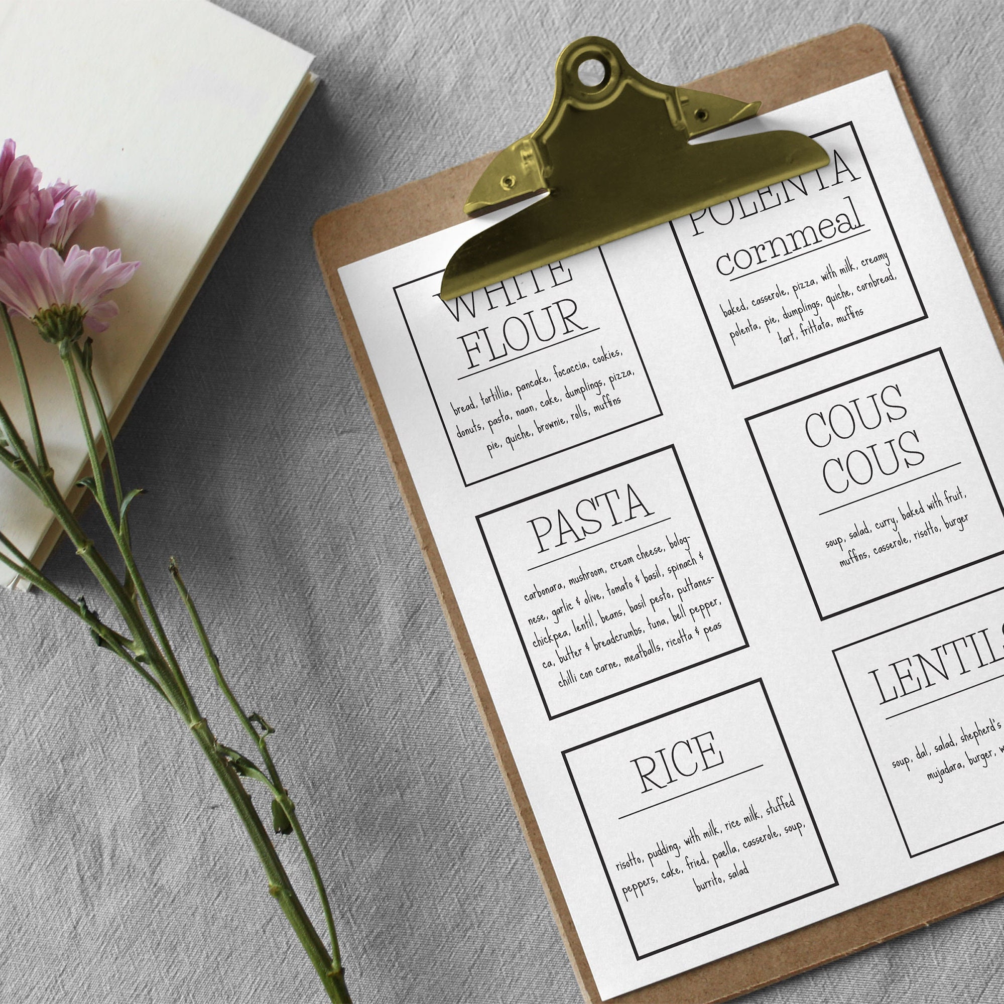 Kitchen Pantry Labels With Food Suggestion and Cute Fonts - Etsy