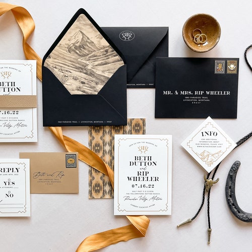 The Frontier Suite: Western Mountain Wedding Invitations - Etsy