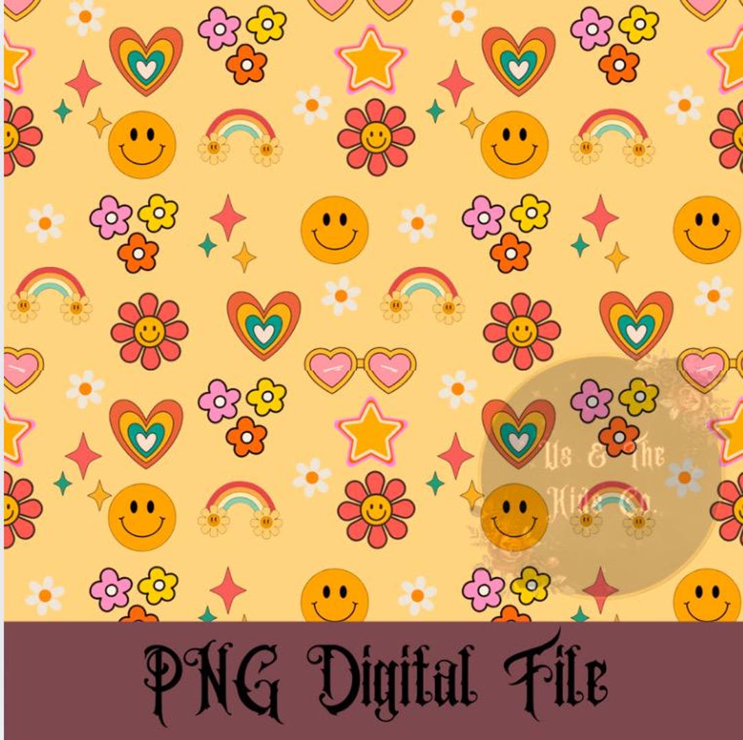 Retro Groovy Seamless PNG - Etsy