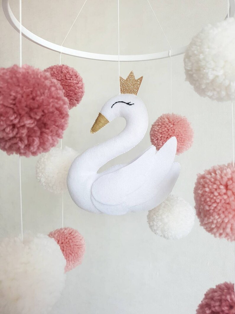 Swan Nursery Baby Shower Gift Swan Baby Mobile White Swan Decor - Etsy