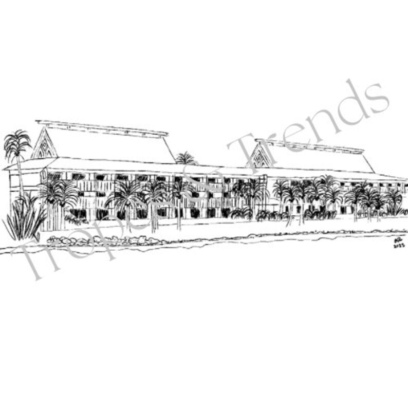 Polynesian Building Sketch Digital Print - Etsy