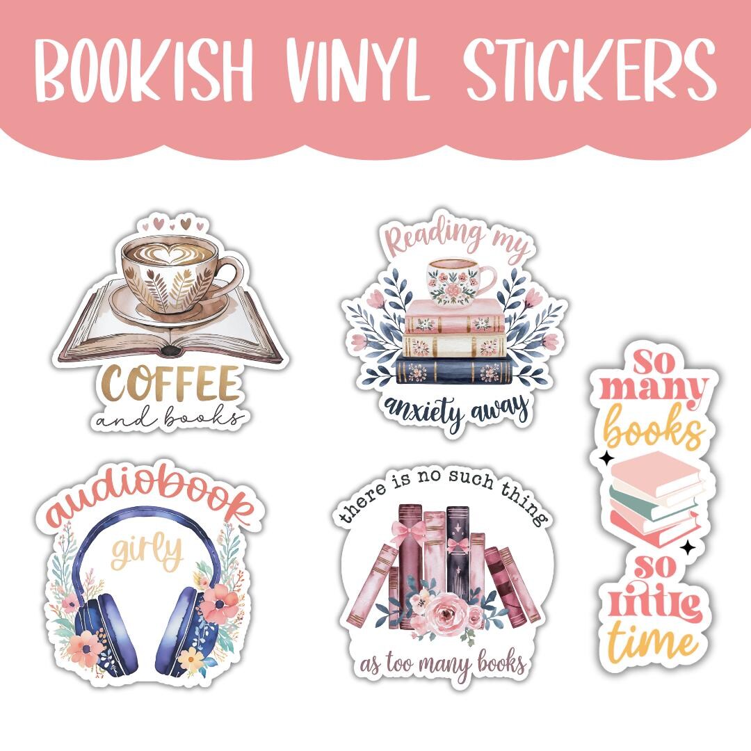 Bookish Vinyl Water Bottle Sticker, Book Club Gifts, Reading Vinyl ...