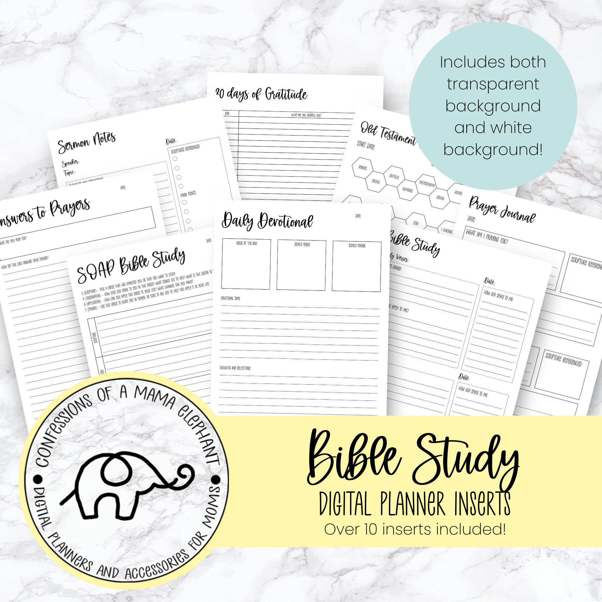 Bible Study Digital Planner Inserts Sermon Notes Prayer | Etsy
