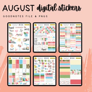 August Digital Planner Stickers, Summer Sticker Kit, Precropped ...