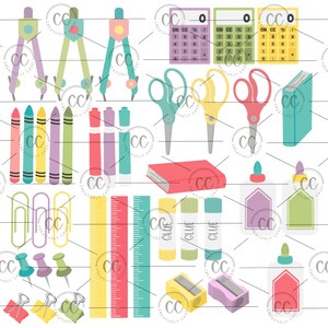 School Clipart and Digital Scrapbook Papers, Digital School Days ...