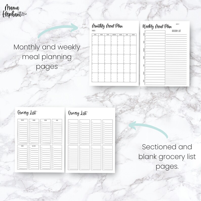 Meal Planning Digital Planner Inserts Fridge Inventory - Etsy