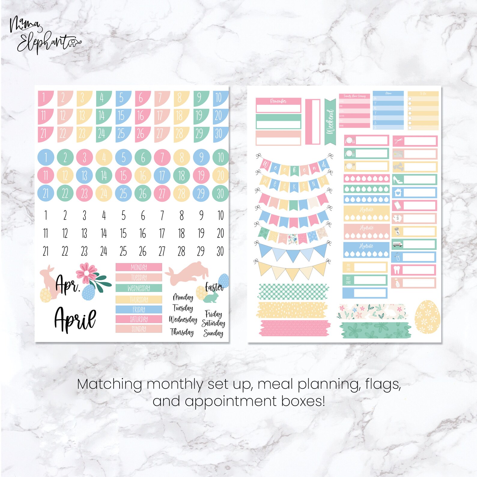 April Digital Planner Stickers Easter Sticker Kit Holiday | Etsy