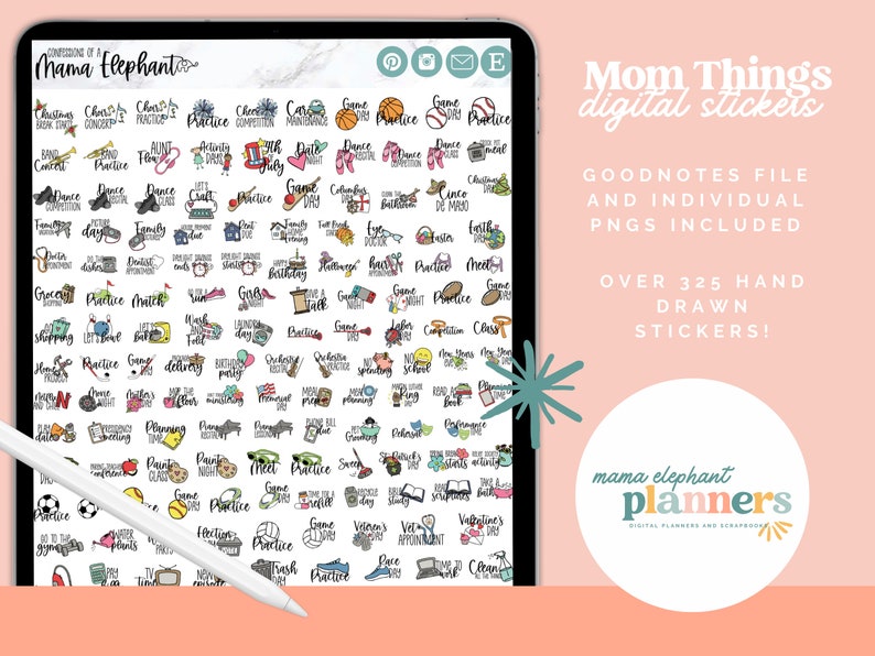 Mom Things Digital Planner Stickers Mommy Goodnotes Stickers - Etsy
